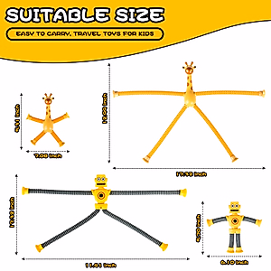 Easter Basket Stuffer Gift Robot Sensory Travel Toys 4Pcs for Toddlers Kid Boy Year Old Ages 3 4 5 6 7 8 9, Airplane Activities Suction Autism Pop Tube Fidget Toys Autistic Stocking Valentine for Kids