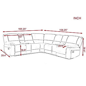themagichome Sectional Sofa Symmetrical Reclining Sectional Sofa PU Modern Sectional Sofa Couch Power Motion Sofa Living Room Sofa Corner Sectional Sofa with Cup Holder-Black Leather,W223S00028