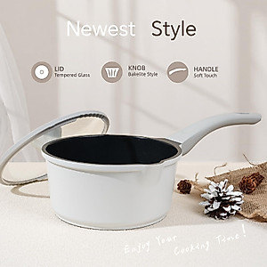 Procooking Sauce Pan with Lid, 2 QT Small Saucepan Milk Pot Nonstick, 2 Quart Soup Pot for Cook, Versatile for Induction and Gas Cooktops
