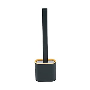 Silicone Toilet Brush Flat Head Flexible Soft Bristles Brush with Holder Set Cleaning Brush for WC Accessories Bathroom Accessories (Color