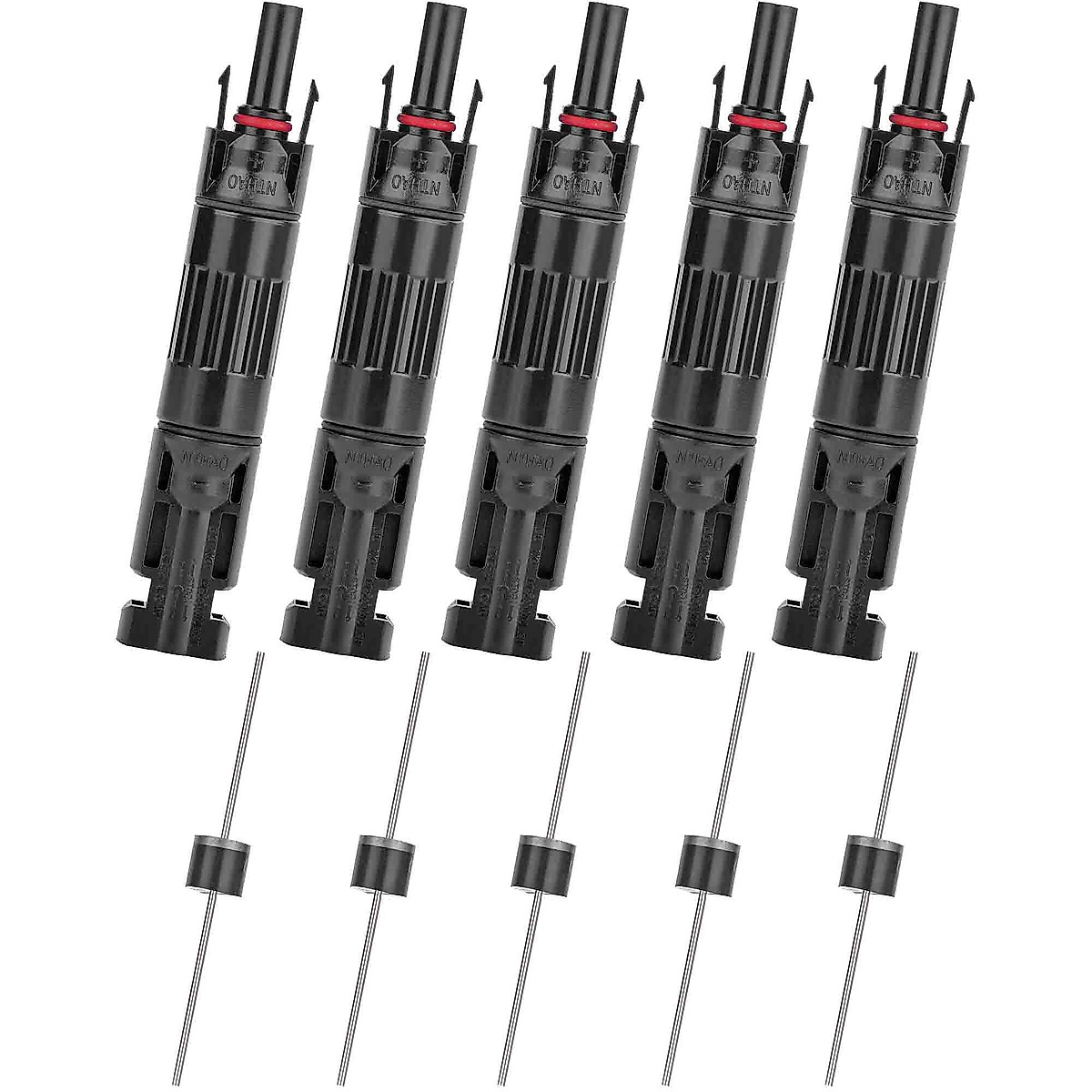 5 PCS PV Solar Panel Connector Male/Female 20A Built-in Diode Solar Wire Connectors Waterproof Anti-backflow