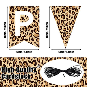 Leopard Print Happy Birthday Banner, Cheetah Print Pennant Banner, Cheetah Birthday Decorations, Cheetah Party Decorations, Jungle Safari Animal Print Baby Shower Theme Birthday Party Supplies