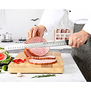 Humbee Chef 14-Inch Carving Knife with Granton Edge for Turkey Ham Meat Slicing and cutting NSF Certified CP5-14 Black