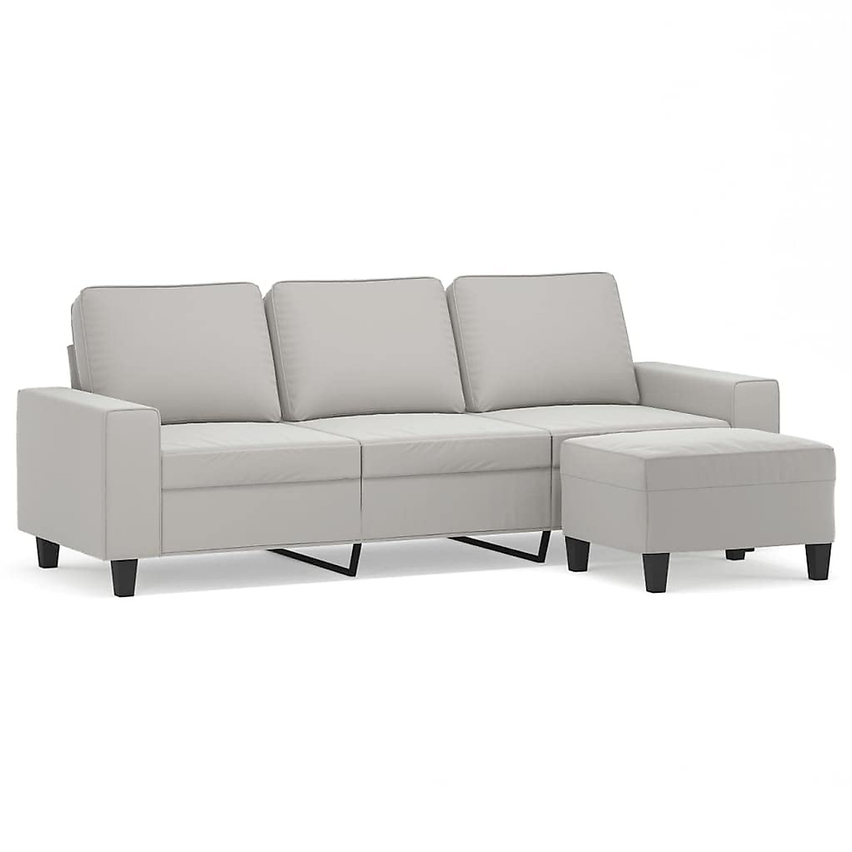 YAFF 3-Seater Sofa with Footstool Light Gray 70.9" Microfiber Fabric