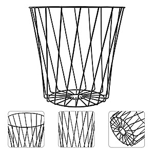 Cabilock Trash Bin Wire Mesh Trash Can Decorative Wastebasket Recycling Bin Iron Waste Paper Basket Garbage Can Container Bin for Office Bathroom Bedroom Black