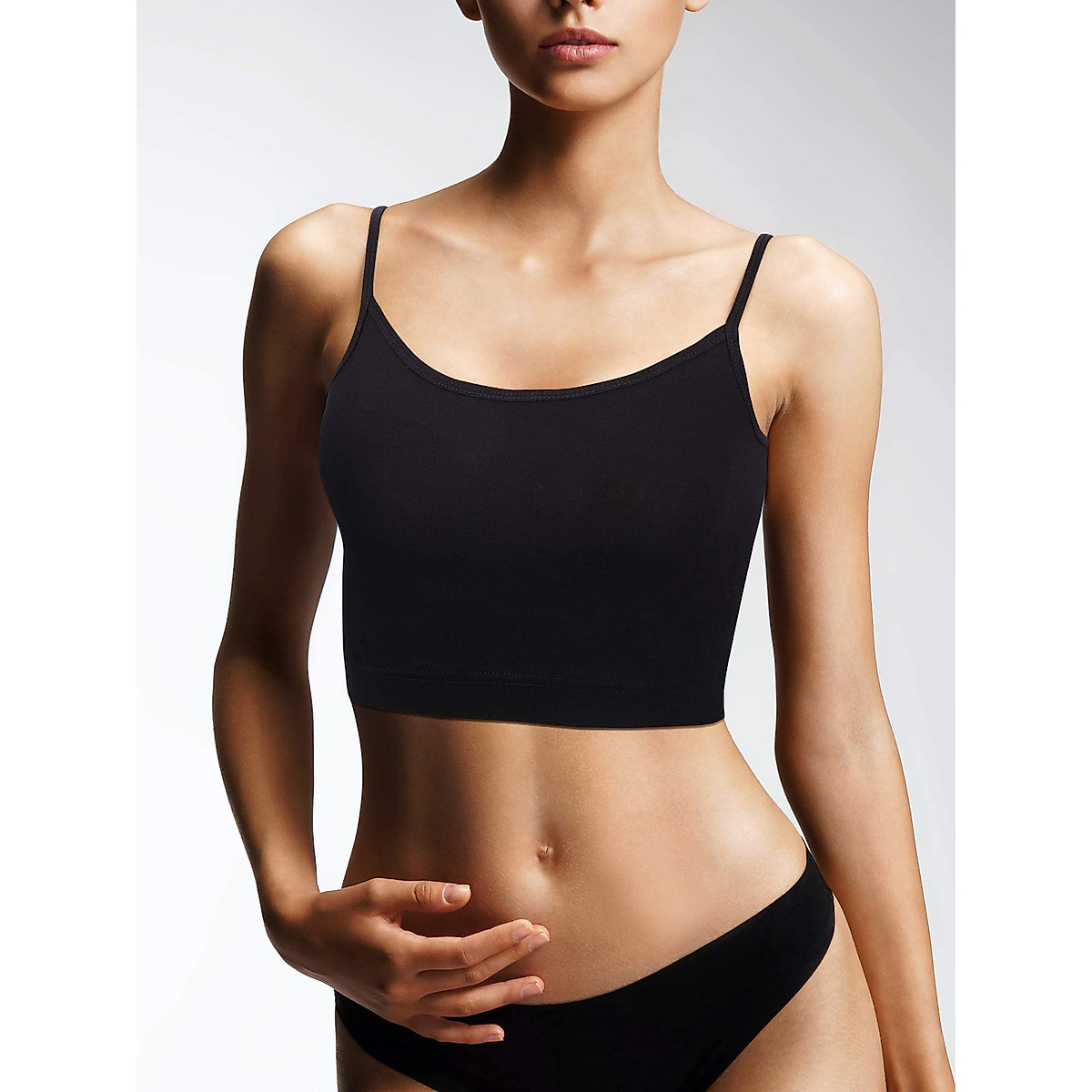 3 Pieces Spaghetti Strap Tank Camisole Top Crop Tank Top for Sports Yoga Sleeping (Black, White, Grey, S)