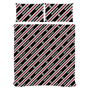 FOCO Officially Licensed Manchester United FC Football Core Stripe Double Duvet Cover Bedding Set