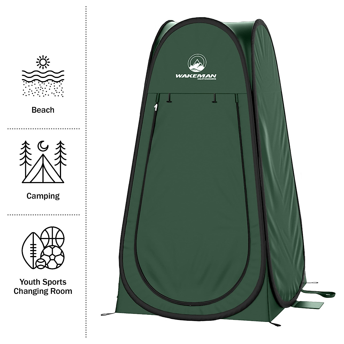 Pop Up Pod - Privacy Shower Tent, Dressing Room, or Portable Toilet Stall with Carry Bag for Camping, Beach, or Tailgate by Wakeman Outdoors (Green)