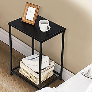 DOMYDEVM Nightstand Black Set of 2, Modern Side End Table, 2 Tier Small Bedside Desk with Storage Shelf for Bedroom Living Room Farmhouse, Printer Table Computer Tower Stand for Office Under Desk