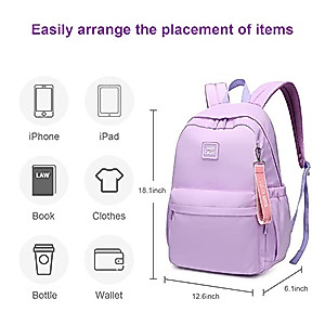 Caran·Y Kids Backpack Girls and Boys Classic School Backpack Light Weight Two Size Multi-pocket L-Purple Suitable for ages 6+ and above（Purple）