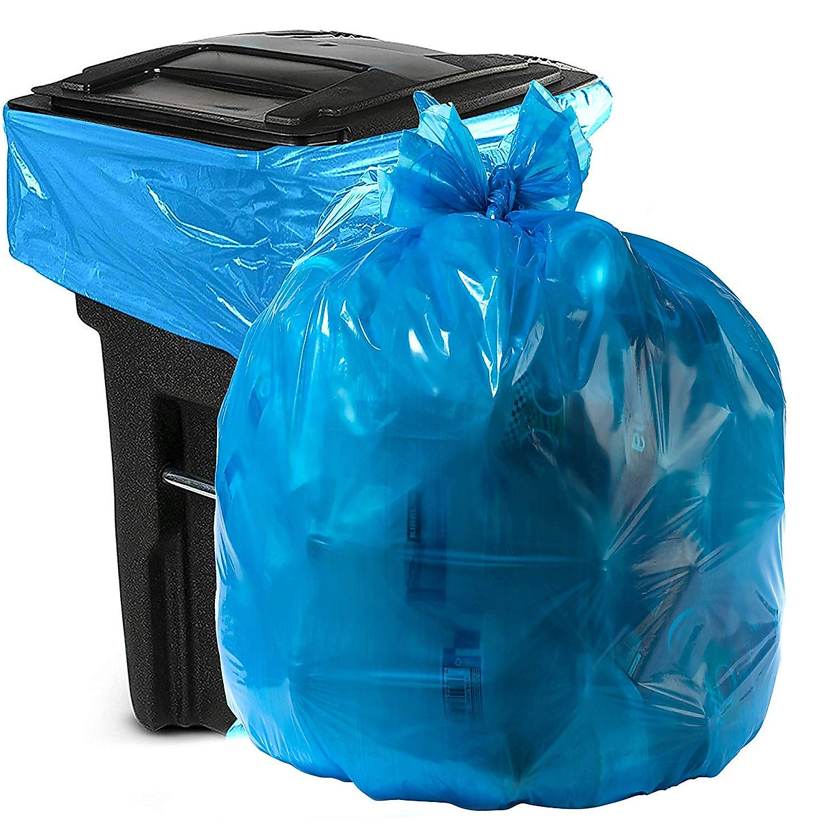 Aluf Plastics H-RBL65 65 Gallon Blue Trash Bags - (Pack of 50) - 2.0 MIL (Equivalent) - Garbage or Recycling Bags 50" x 68" - Large Plastic Can Liners - for Industrial, Home, Contractor, Recycling