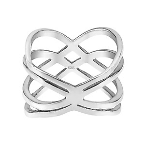 AeraVida Exotic Puzzle Weave Quad Band .925 Sterling Silver Ring (8) | Modern Ring for Women | Fashion Jewelry