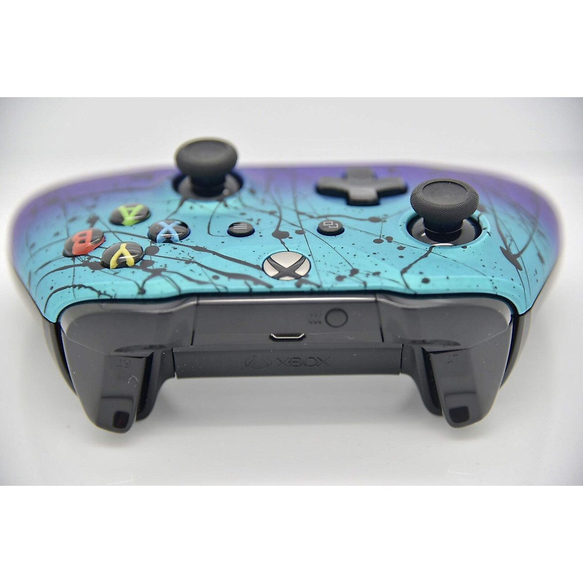 Hand Airbrushed Fade Custom Controller - Compatible with Xbox One (Matte Teal & Purple)