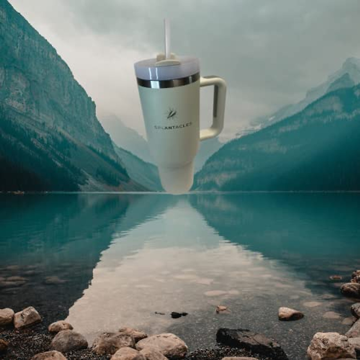 SPLANTACLES 40oz PREMIUM tumble cup insulated lid (Stainless Steel, coconut cream)