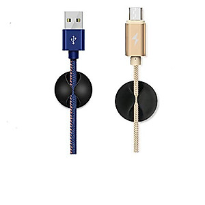 Eledabra 20 Pack Black Silicone Cable Clip Holders, Self Adhesive Wire Management, Well-Organized Cables for Home, Office, Car