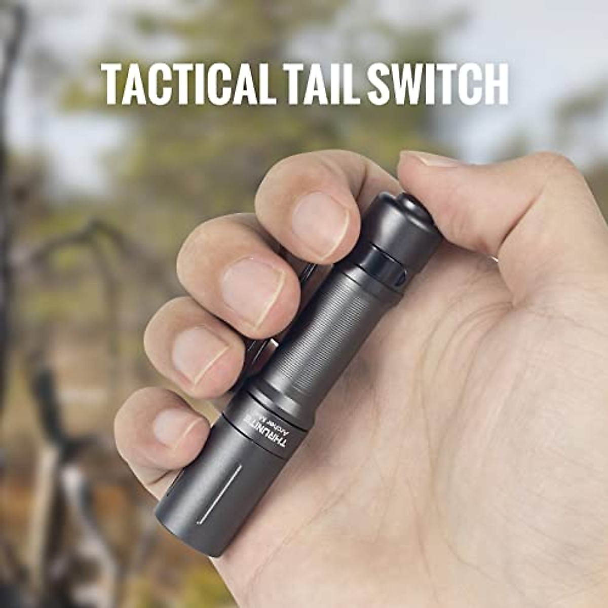 ThruNite EDC Flashlight Archer Mini, 405 Lumens Tail Switch LED Flashlight, USB C Rechargeable Little Pocket Penlight for Camping, Outdoor, and Emergency - Metal Grey Cool White