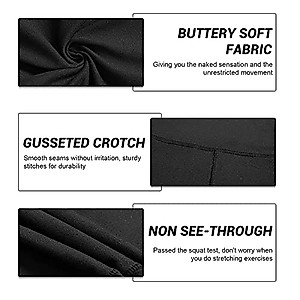 GAYHAY High Waisted Leggings for Women - Soft Opaque Slim Tummy Control Printed Pants for Running Cycling Yoga A-Black