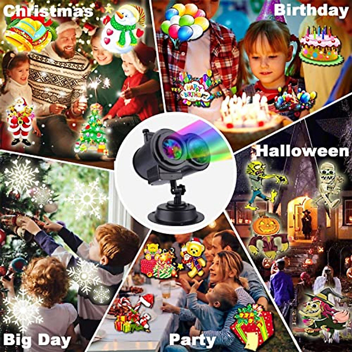 Christmas Projector Lights Outdoor Holiday Projector Light LED Christmas Projector Snowflake Projector Light with Remote Control Timer for Indoor Halloween Party Home Garden
