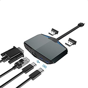 6 in 1 USB-C HUB Docking Station Multi Function Type C to Dual PD USB 3.0 Hubs Converter