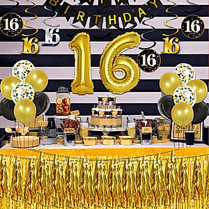 4P Gold Foil Fringe Metallic Tassel Streamers Banner Tassel Garland for Parade Floats, Bachelorette, Wedding, Birthday, Halloween, Christmas, Bridal/Baby Shower Party Decorations