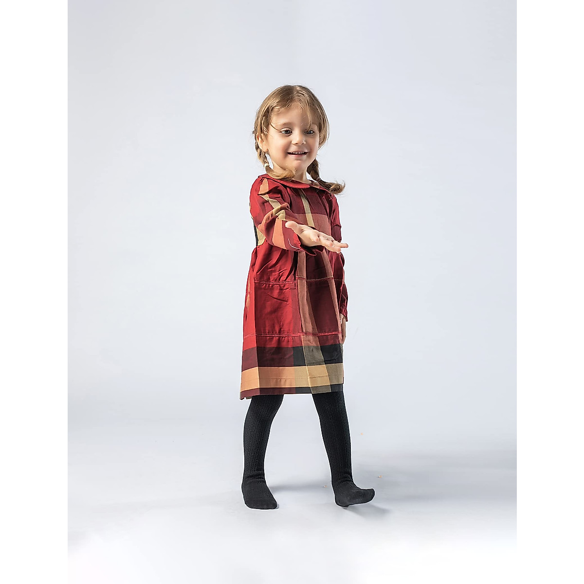 Petrass Baby Girls Cable Knitted Tights Infant Full-Footed Seamless Cotton Tights New-born Girls Seamless Leggings (Black/Ivory/Grey, 0-3 Months)