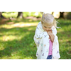 lulujo Baby Swaddle Blanket| Unisex Softest Bamboo Viscose Muslin Swaddle Blanket| Neutral Receiving Blanket for Girls & Boys 47in x 47in Hummingbird