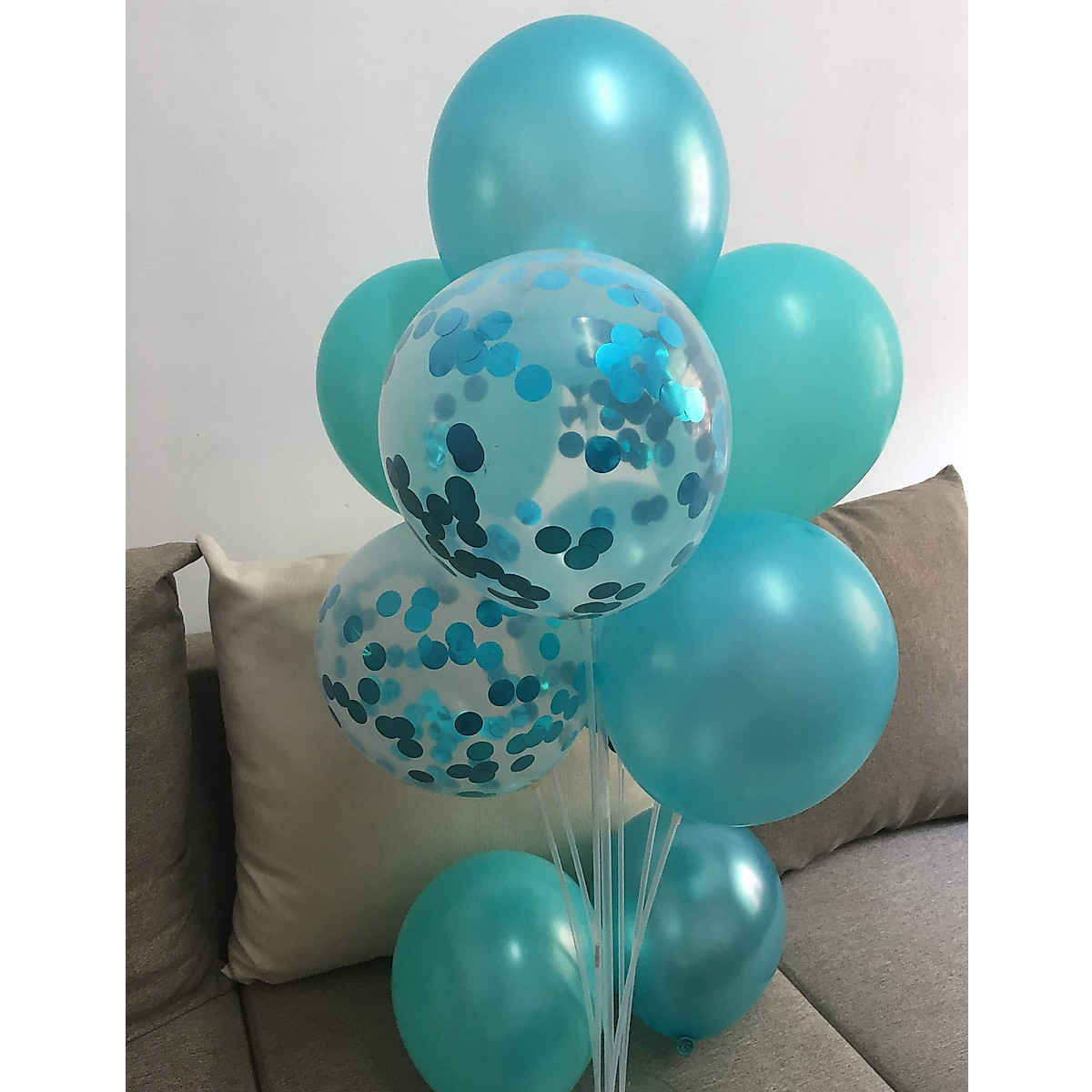 TSOTU Turquoise Balloons Metallic Confetti Teal Balloons for Engagement Bachelorette party decorations Supplies(Turquoise Teal Confetti)