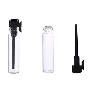 120Pcs 1Ml Mini Cute Empty Glass Perfume Essential Oils Sample Vials Bottles with Black Plastic Rod Caps Glass Vials Sample Dropper Bottle for Essential Oils Aromatherapy (120Pcs 1Ml Black Plastic Rod