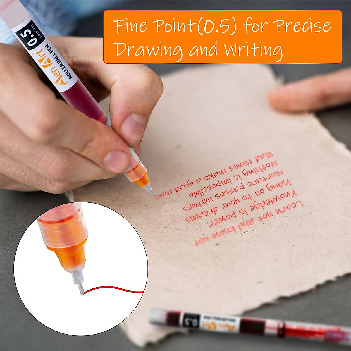 Liquid Ink Rolling Ball Stick Pens, Extra Fine Point (0.5mm) Rollerball Pens, Fine Tip 24-Pack Multicolor Ink Pen for Writing