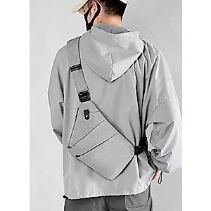 LELEBEAR Personal Flex Bag for Women, Left/Right Shoulder Crossbody Ultra Thin Multi-pocket Anti-thief Bag Men (Purple, Left)