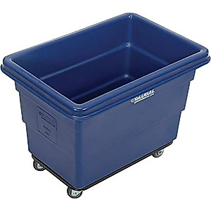 Global Industrial 6 Bushel HDPE Plastic Box Truck with Steel Base, Blue, 33-2/5"L x 23" W x 24-1/2"H