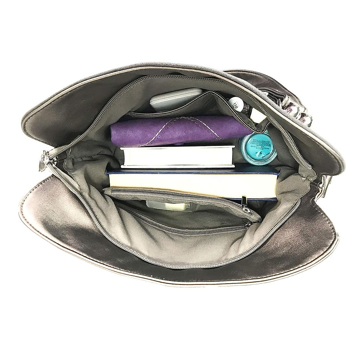 Zzfab Concealed and Carry Purse Double Handles Rhinestone Wing Purse Pewter