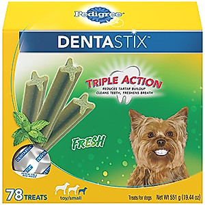 PEDIGREE DENTASTIX Dental Dog Treats for Toy/Small Dogs Fresh Flavor Dental Bones, 12.7 oz. Pack (78 Treats)