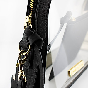 Capri Designs Half Moon Crossbody Clear Purse Removable Strap Black