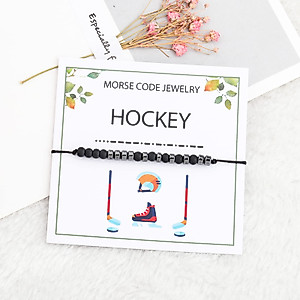 WSNANG Hockey Gift Hockey Morse Code Bracelet Hockey Sport Players Coaches Gifts Hockey Players Team Party Gift Hockey Lover Gift (Hockey MC Br)
