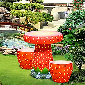 Resin-frp Table and Chair Set, Outdoor Weatherproof Garden Decor Ornaments, Nursery Decor Table and Chair (Color : Stool 4-35x30cm)