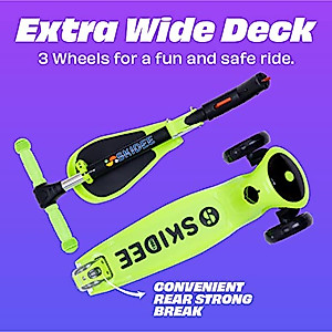 Kick Scooters for Kids Ages 3-5 (Suitable for 2-12 Year Old) Adjustable Height Foldable Scooter Removable Seat, 3 LED Light Wheels, Rear Brake, Wide Standing Board, Outdoor Activities for Boys/Girls