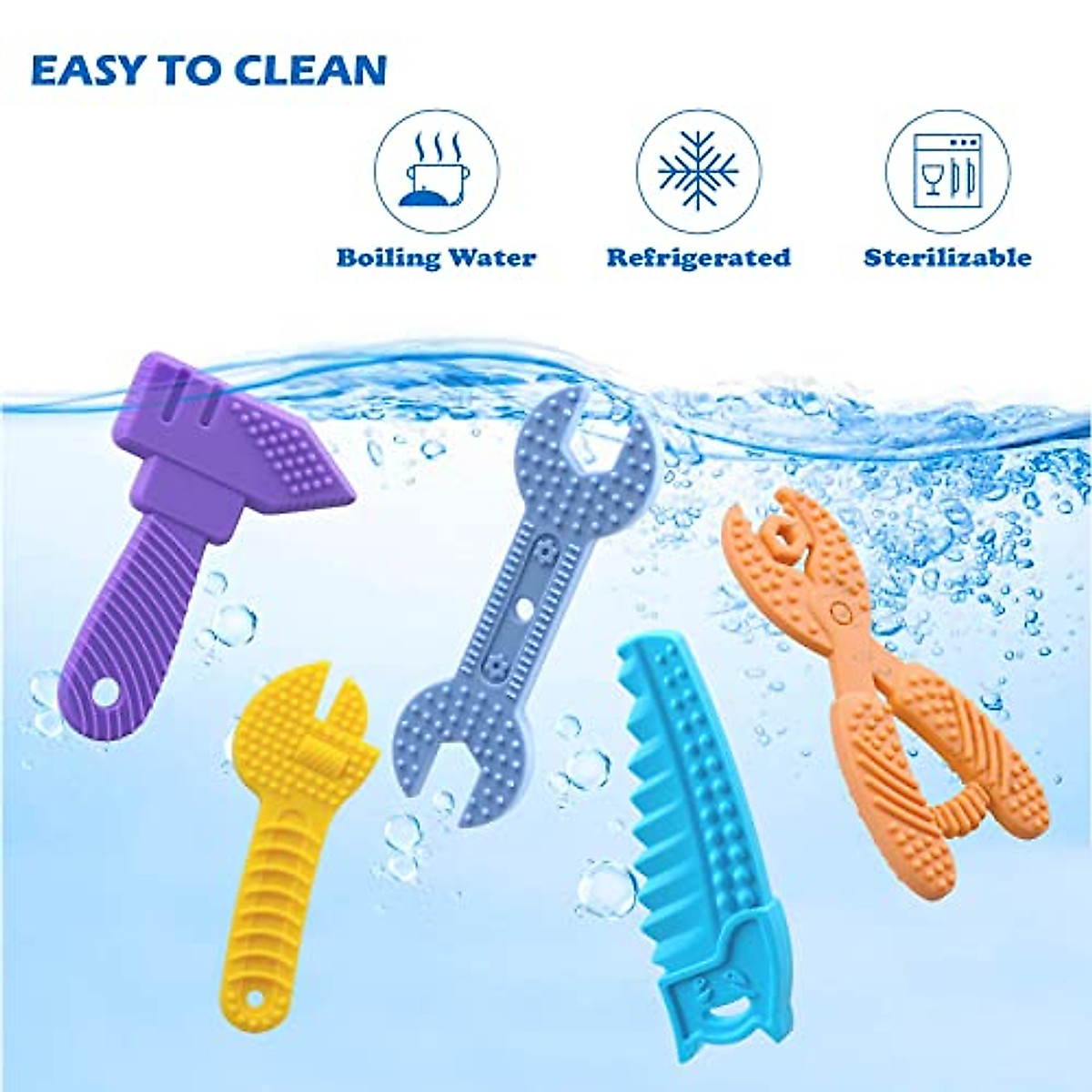 5PCS Baby Teething Toys, Silicone Sensory Teether Toys for Babies, Infant Toys 0-6 Baby Shower Gifts for 3 9 12 18 Month 1 One Year Old Girls Boys, Newborn Kids Toddler Chew Toy, Travel Toys, BPA Free