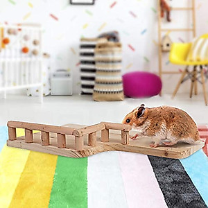 Wooden Corner Platform Shelf Rest, Wood Bird Perch Parrot Hamster Neighbor Totoro Birdcage Stands Dwarf Hamster Climbing Board Small Pet Cage Pedal Toys Railing for Guinea Pig Chinchilla Rat Parakeet