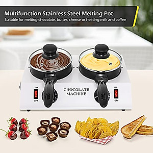 Dyna-Living Chocolate Melting Pot Cheese Chocolate Tempering Machine Electric Melter Fondue Pot Heater for Chocolate, Butter, Cheese, Cream, Candy, Milk, Coffee(Double Heads)