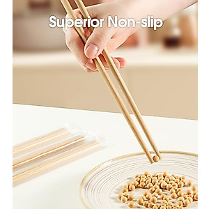 LOROTOCO 50 Pairs Chopsticks Disposable Reusable 9.5" Individually Wrapped Bulk Premium Quality