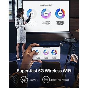 Ultimea Smart Projector with Auto Focus&Auto Keystone, Native 1080P Projector 700ANSI 21000Lux Ultra Bright even on Four Corners, 5G WiFi Bluetooth Projector Support 4K, for iOS Android Phone/TV Stick