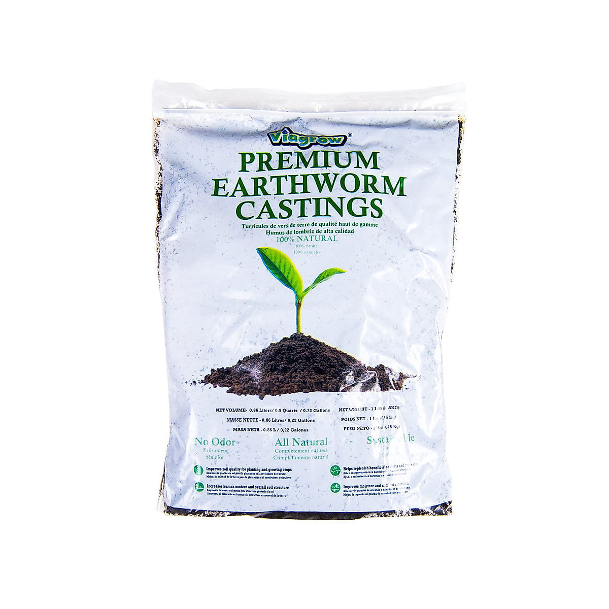 Viagrow Premium Earthworm Castings, Soil Builder, Soil Amendment (1, 1 LB)