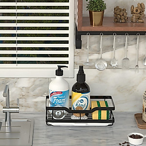 Maifan Sink Caddy Sponge Holder for Kitchen Sink, Large Kitchen Sponge Sink Caddy Organizer, 304 Stainless Steel Dish Soap Caddy Sink Tray Rack for Countertop Storage