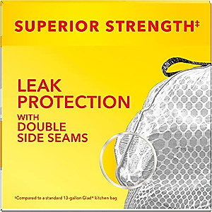 Glad ForceFlexPlus with Clorox Tall Trash Bags, 13 Gal, Lemon Fresh Bleach, 34 Ct, Pack May Vary