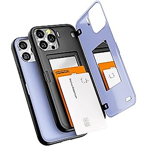 GOOSPERY Magnetic Door Bumper Compatible with iPhone 13 Pro Max Case, Card Holder Wallet Case, Easy Magnet Auto Closing Protective Dual Layer Sturdy Phone Back Cover - Lilac Purple