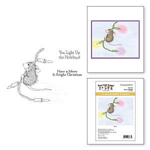 Spellbinders Merry & Bright House-Mouse Cling Rubber Stamp, Red