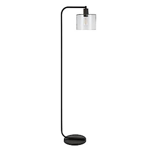 Cadmus 57" Tall Floor Lamp with Glass Shade in Blackened Bronze/Seeded