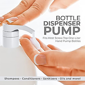 2 White Replacement Pumps for 1 Liter (33.8oz) Bottles, Shampoo and Conditioner with Extra Long Tube (Easy to Cut - to Fit Shorter Bottles)