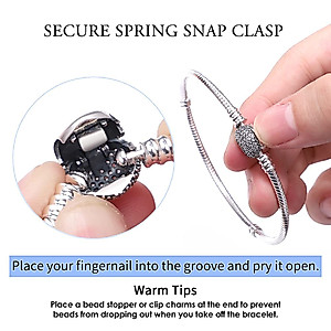 KUNSIR Snake Chain Charm Bracelets for Charm 925 sterling silver Jewelry Bracelet Fits Any Charm Gift for Women